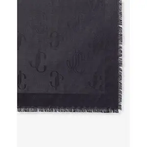 JIMMY CHOO Emani Brand-print Silk-blend Scarf - S200 Black
