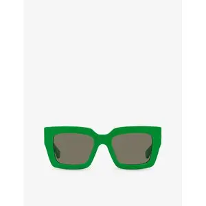 Bottega Veneta Rectangle Acetate Sunglasses - Green