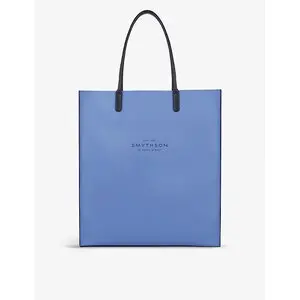 Smythson Kingly Logo-embossed Leather Tote Bag - Smythson Blue