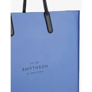 Smythson Kingly Logo-embossed Leather Tote Bag - Smythson Blue