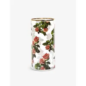 SELETTI Wears Toiletpaper Rose-print Medium Glass Vase 30cm - One-color
