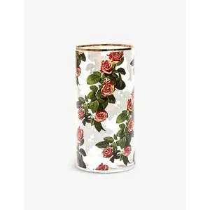 SELETTI Wears Toiletpaper Rose-print Medium Glass Vase 30cm