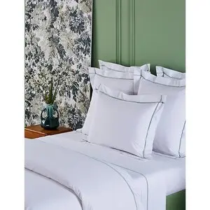 YVES DELORME Athena Stripe-embroidered Cotton Duvet Cover