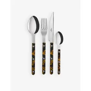 SABRE Bistrot Stainless-steel And Cutlery Set Of Four - Faux Tortoise