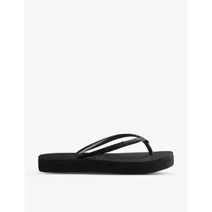 Havaianas Slim Flatform Glitter-strap Rubber Flip-flops - Black