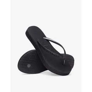 Havaianas Slim Flatform Glitter-strap Rubber Flip-flops - Black