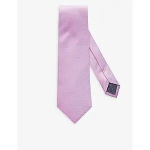 Eton Geometric-weave Silk Neck Tie - Pink