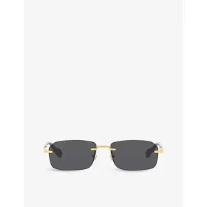 Gucci Gg1221s Rectangular-frame Metal Sunglasses - Gold