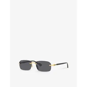 Gucci Gg1221s Rectangular-frame Metal Sunglasses