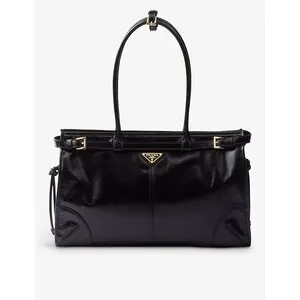Prada Logo-plaque Leather Top-handle Bag - Black