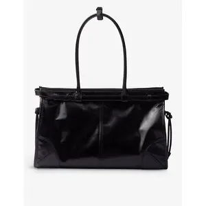 Prada Logo-plaque Leather Top-handle Bag - Black