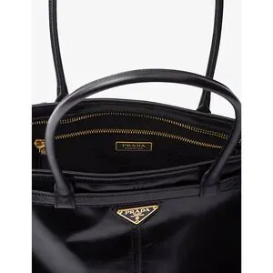 Prada Logo-plaque Leather Top-handle Bag - Black