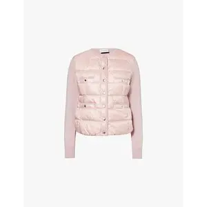 Moncler Branded-patch Quilted Wool-down Cardigan