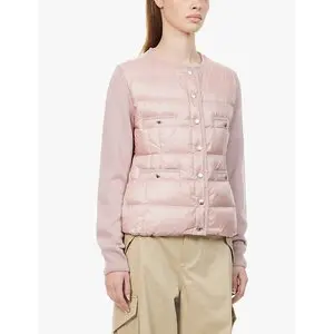 Moncler Branded-patch Quilted Wool-down Cardigan
