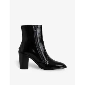 Zadig&Voltaire Wing-embellished Heeled Leather Ankle Boots - Noir