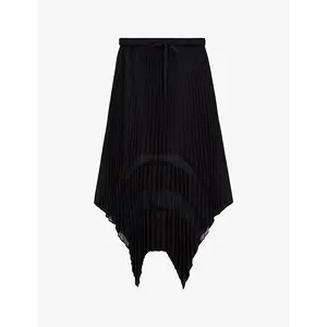 The Kooples Sheer-panel Asymmetric-hem Midi Skirt