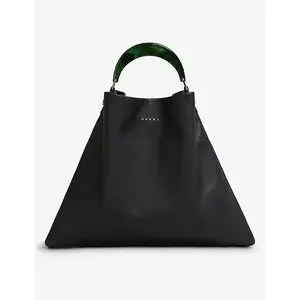 Marni Logo-embossed Leather Top-handle Bag