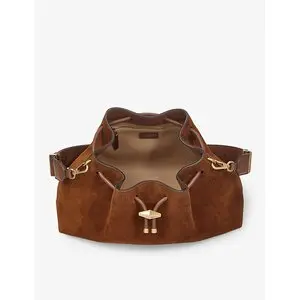 JIMMY CHOO Cinch Suede Shoulder Bag - Tan/gold
