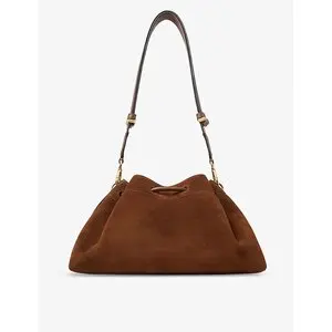 JIMMY CHOO Cinch Suede Shoulder Bag - Tan/gold