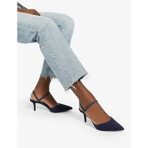 DUNE Suede Slingback Courts - Navy-suede