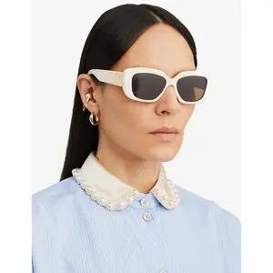 Celine Cl40216u Triomphe Rectangular Sunglasses - White