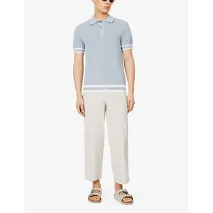 CHE Quinn Stripe-trimmed Cotton-knit Polo Shirt - Powder Blue