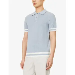 CHE Quinn Stripe-trimmed Cotton-knit Polo Shirt - Powder Blue