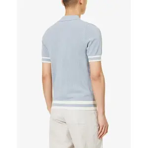 CHE Quinn Stripe-trimmed Cotton-knit Polo Shirt - Powder Blue