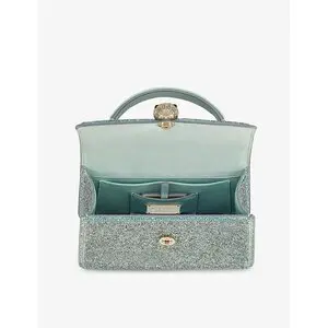 BVLGARI Serpenti Forever Mini Crystal-embellished Suede Top-handle Bag