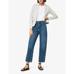Whistles Slim-fit Single-breasted Cotton-jersey Jacket - Grey