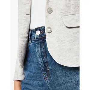Whistles Slim-fit Single-breasted Cotton-jersey Jacket - Grey