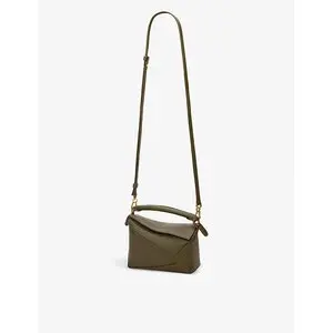 Loewe Puzzle Edge Mini Leather Shoulder Bag - Dark Khaki Green