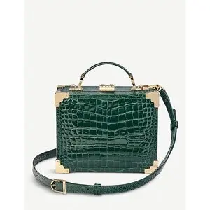 ASPINAL OF LONDON Trunk Mini Croc-embossed Clutch - Green