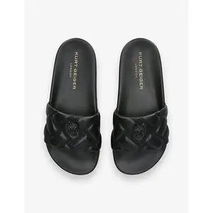 Kurt Geiger Meena Eagle-embellished Faux-leather Flat Sandals - Black