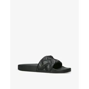 Kurt Geiger Meena Eagle-embellished Faux-leather Flat Sandals - Black