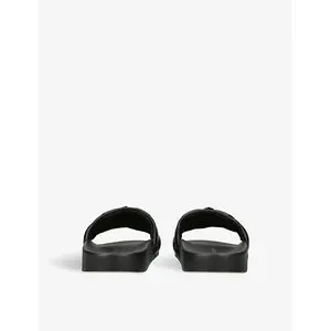 Kurt Geiger Meena Eagle-embellished Faux-leather Flat Sandals - Black
