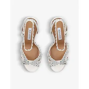 AQUAZZURA Tequila 105 Crystal-embellished Leather Heeled Sandals - White