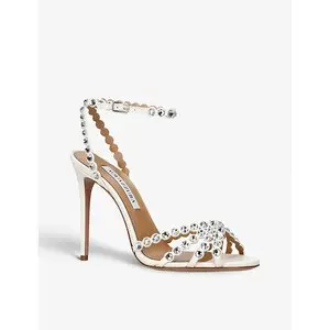 AQUAZZURA Tequila 105 Crystal-embellished Leather Heeled Sandals - White