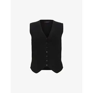 ALLSAINTS Cruz V-neck Ribbed Knit Waistcoat - Black