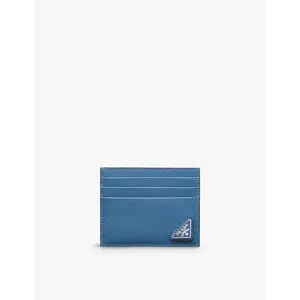 Prada Triangle-plaque Leather Card Holder 1 Size Blue