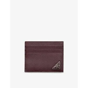 Prada Triangle-plaque Leather Card Holder 1 Size Burgundy