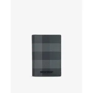 Burberry Check-pattern Coated-canvas Cardholder - Charcoal