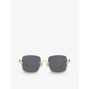 Gucci Rectangle-frame Metal Sunglasses - Gold