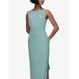 Whistles Tie Back Stretch-crepe Maxi Dress - Light Green