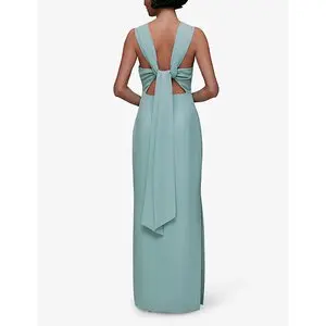 Whistles Tie Back Stretch-crepe Maxi Dress - Light Green
