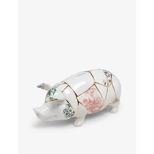 SELETTI Kintsugi Pig-shaped Porcelain Money Box - One-color
