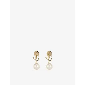 JIMMY CHOO Jc Logo Pearl Earrings - Gold/white