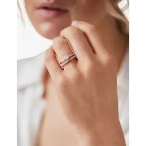 Monica Vinader Solitaire And 0.06ct Lab-grown Diamond Ring - Sterling Silver
