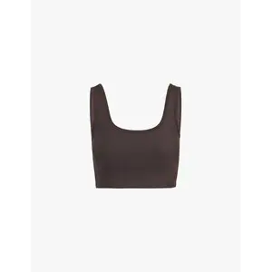 ADANOLA Ultimate Square-neck Stretch-woven Sports Bra - Coffee Bean