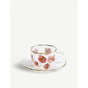 SELETTI Wears Toiletpaper Roses Printed Glass Coffee Set - One-color